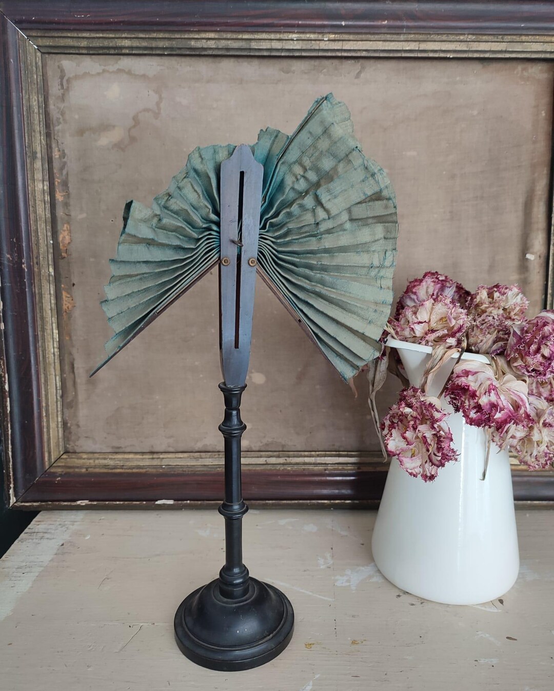 ANTIQUE Fan Stand Standing Fan Old Handicraft England Boudoir Bohemian ...