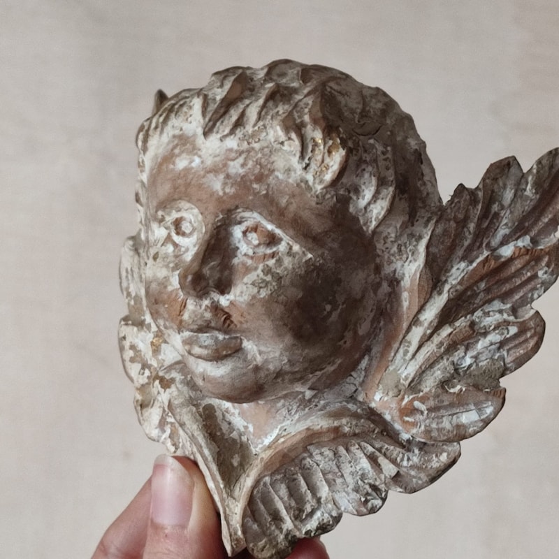 Antique Wooden Cherub Statue - Etsy UK