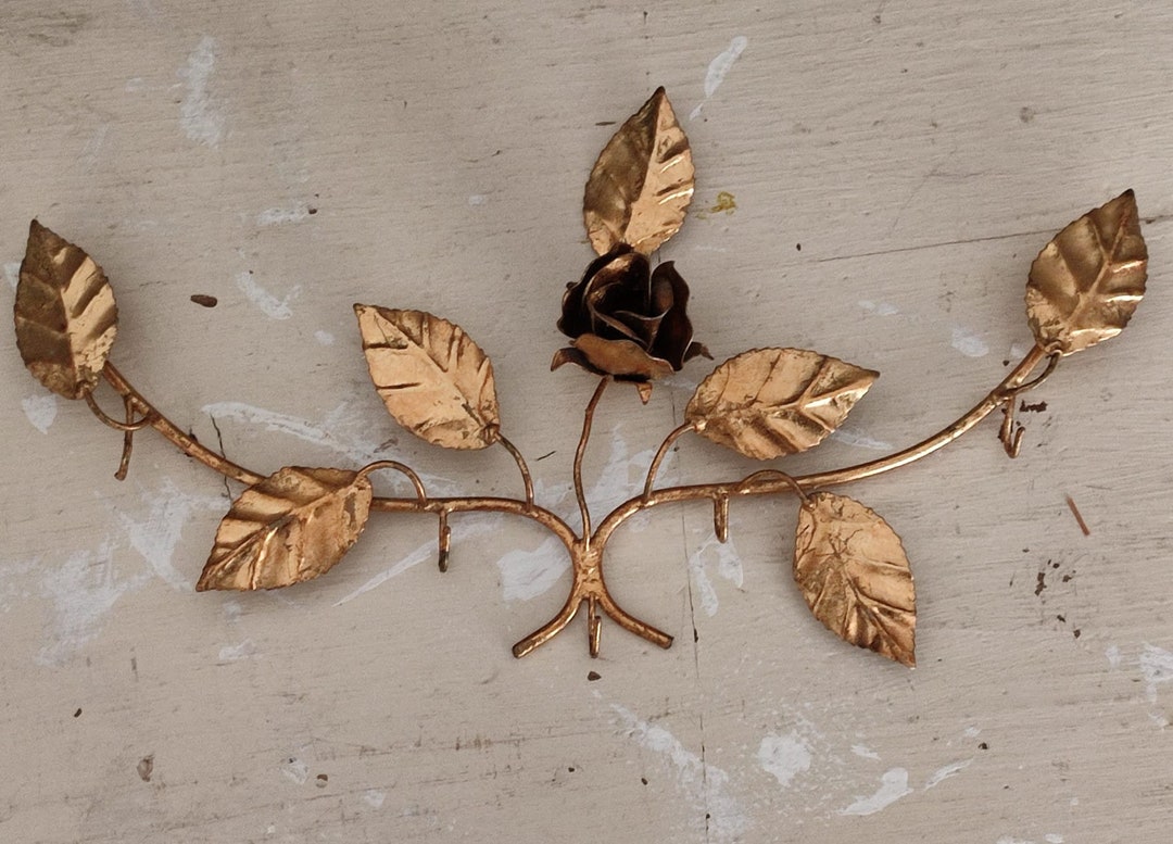 Florentine Rose Hook Antique Hook Rail Wall Hook Rose Blossom Gold ...