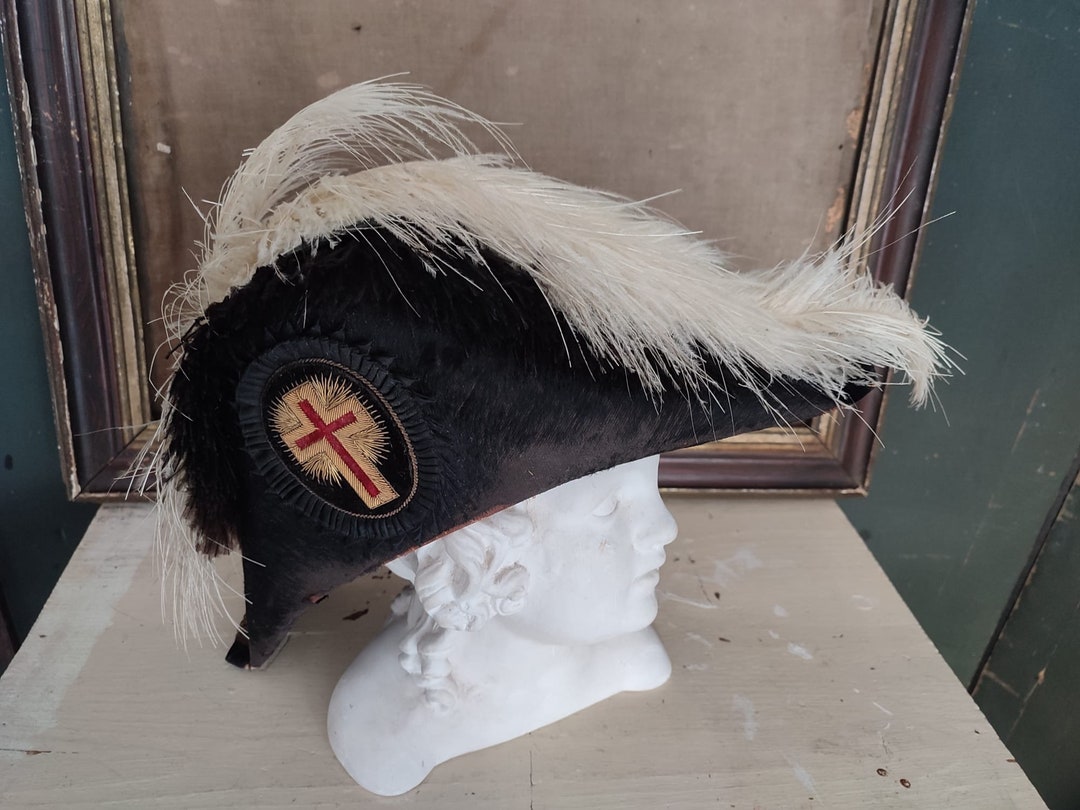 Bicorne Hat Freemason Vintage Masonic Fraternal Ceremonial Hat Knights ...