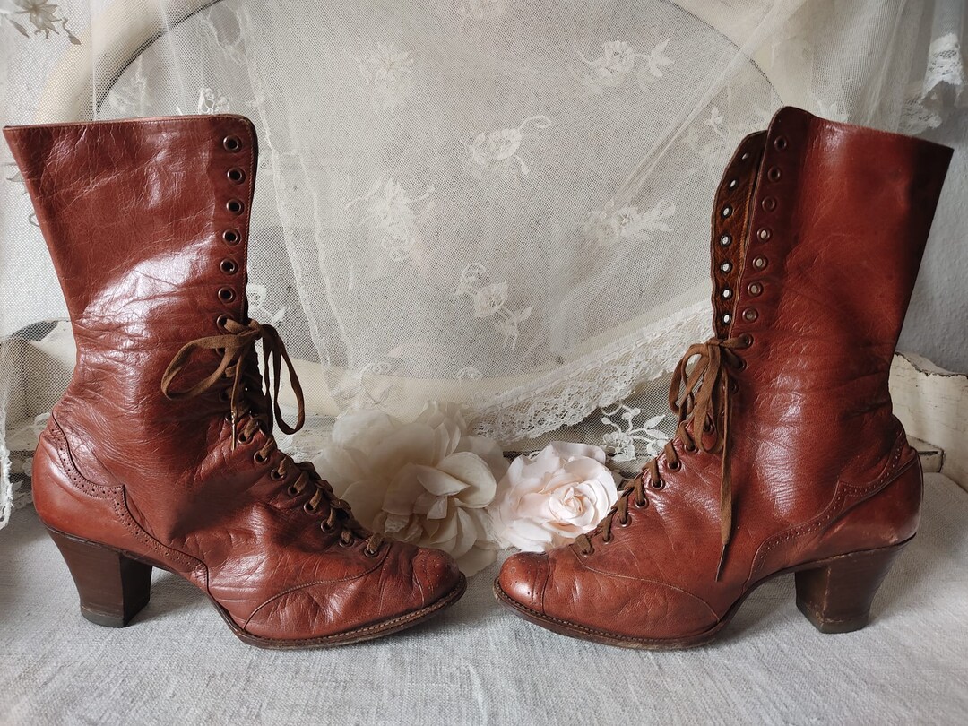ANTIK Boots Victorian Granny Ankle Boots Leather Ankle Boots - Etsy