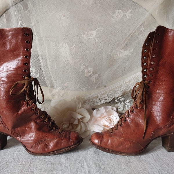 Brown Lace up Boots - Etsy