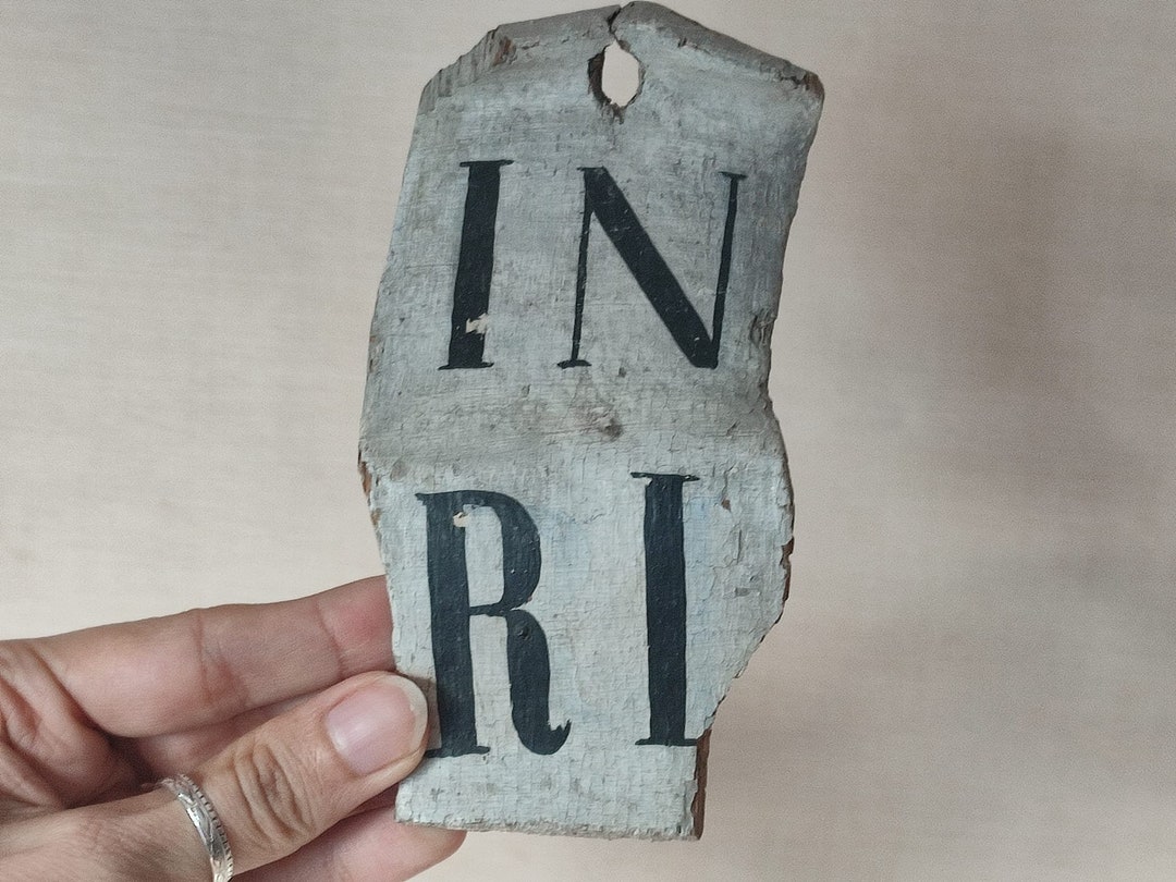 Antique Wood Fragment Cross Inscription INRI Religious 6 X 3 Original ...