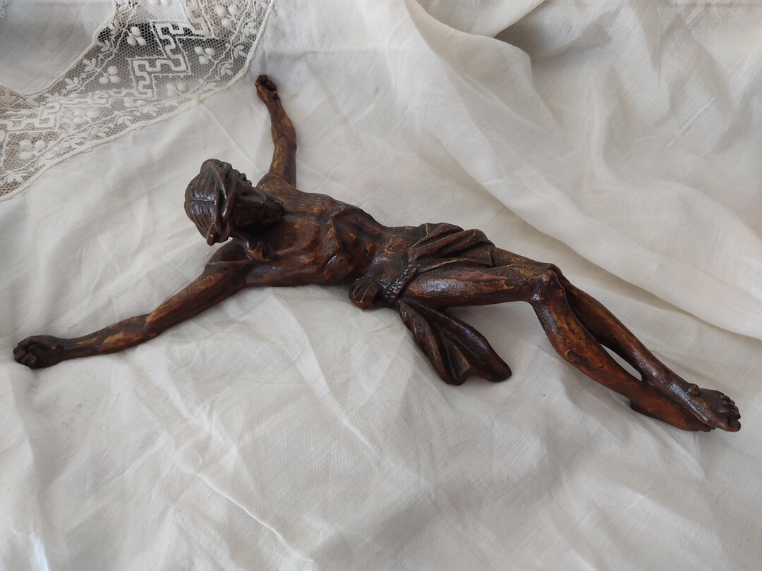 Antique Jesus Christ Cross Figure 34 Cm Holy Figure Sculpture Sacred ...
