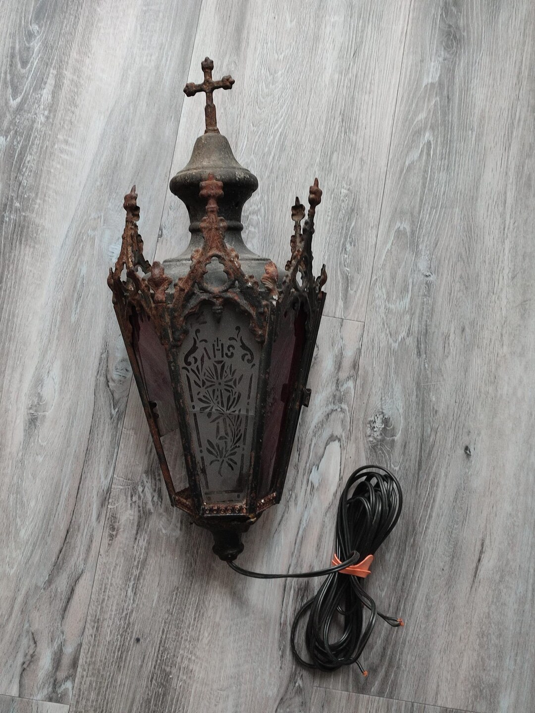 Antique French Processional Lamp Authentic Brocante Lantern Religious ...
