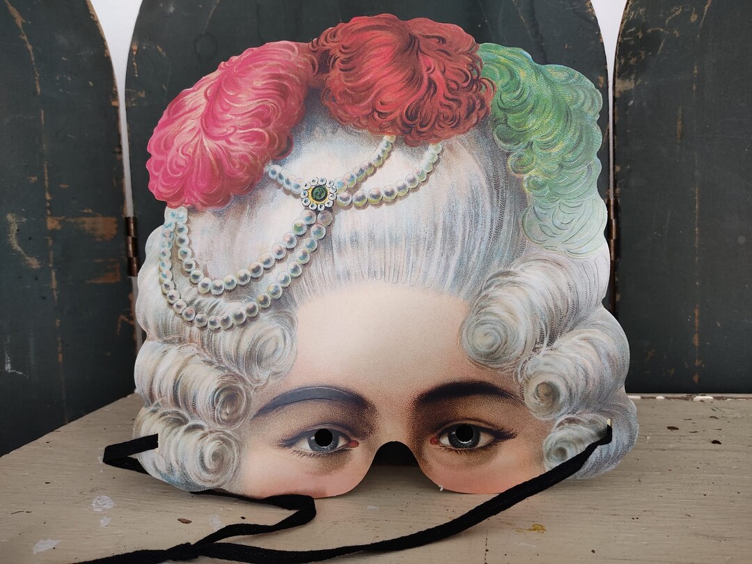 Vintage Kaneval Mask Paper Mask Face Mask Rococo Lady Cardboard Mask ...