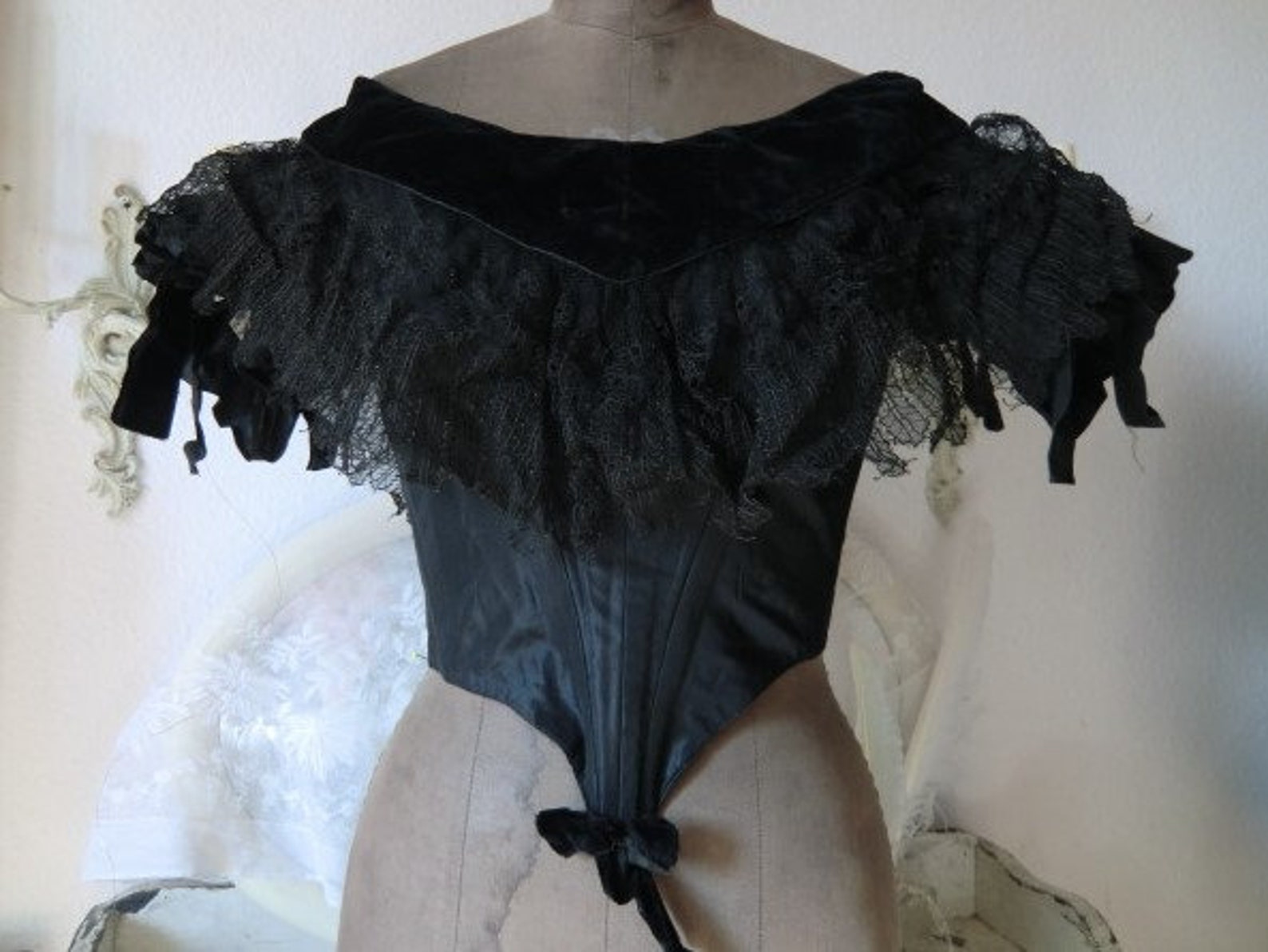 Vintage antique Mieder mit Schnürung Biedermeier Boudoir dark - Etsy Polska