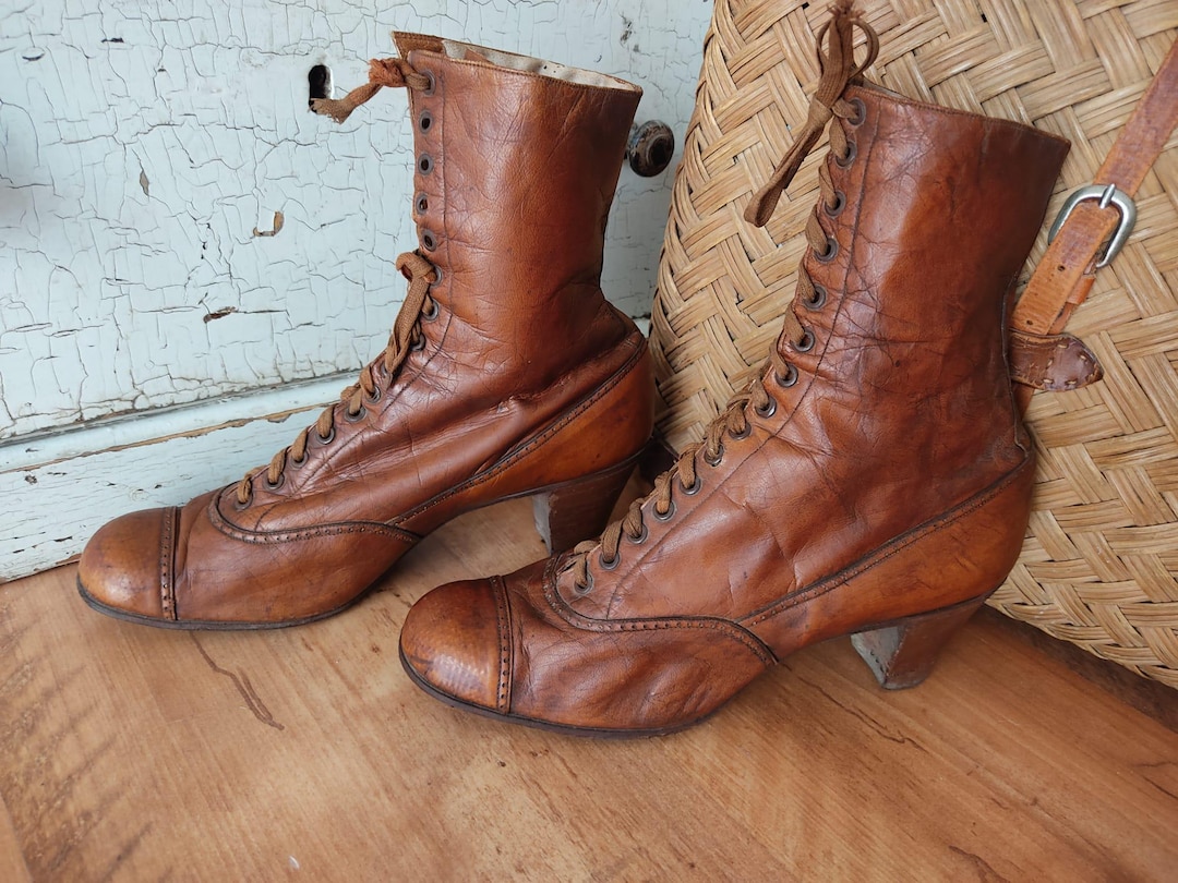 Antique Victorian Lace-up Leather Boots Vintage Brocante Shabby Chic ...
