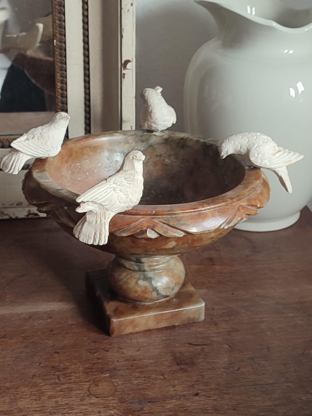 Italian Marble Tazza With Doves Grand Tour Decoration Object Antique ...