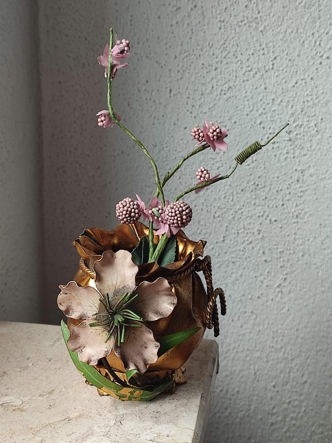 ANTIQUE Small French Art Nouveau Vase Metal Brocante Vintage Art ...