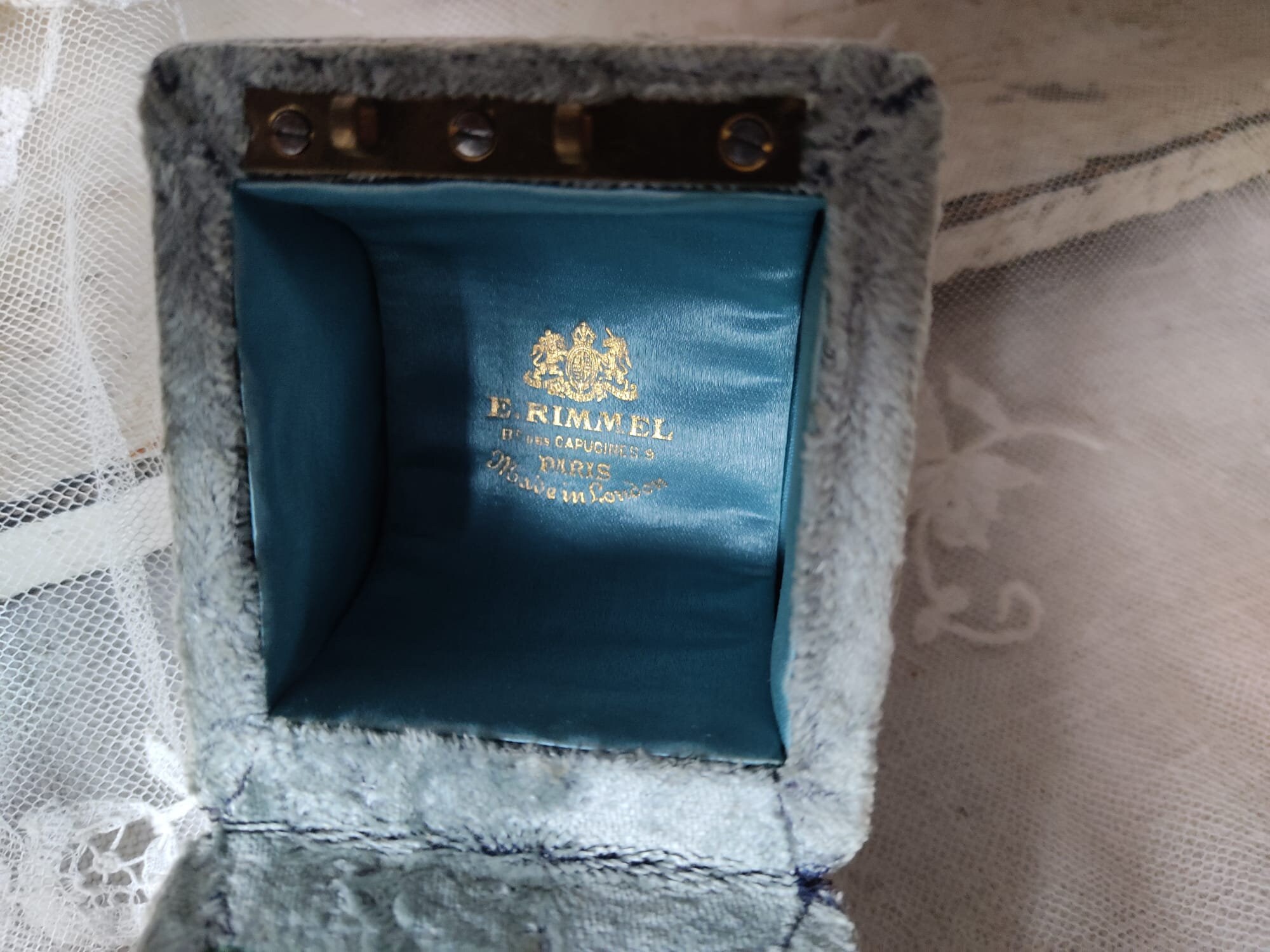 ANTIQUE Vintage Velvet Box for Perfume Bottle Perfumer Rimmel London ...