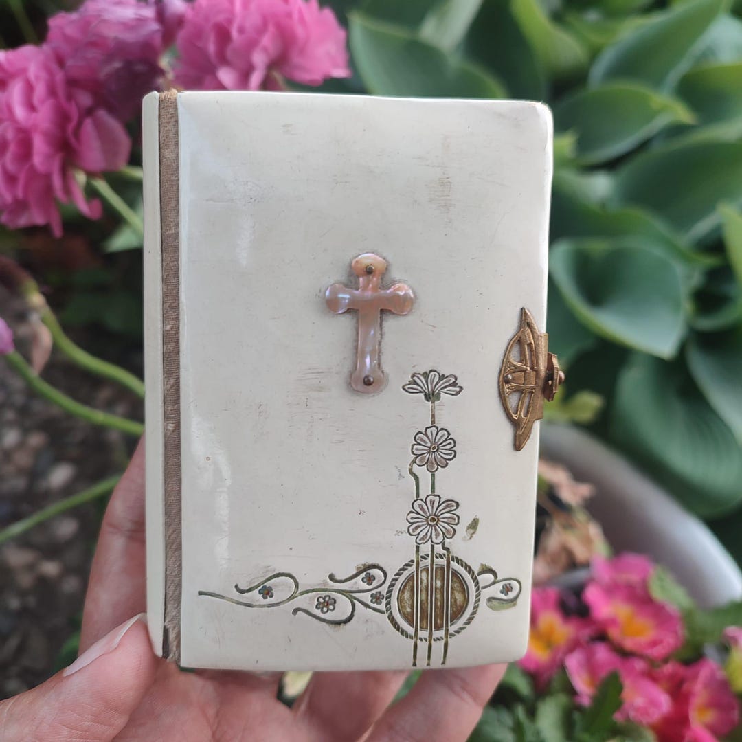 Small Antique Prayer Book With Mother-of-pearl Cross, 1901, Art Nouveau ...