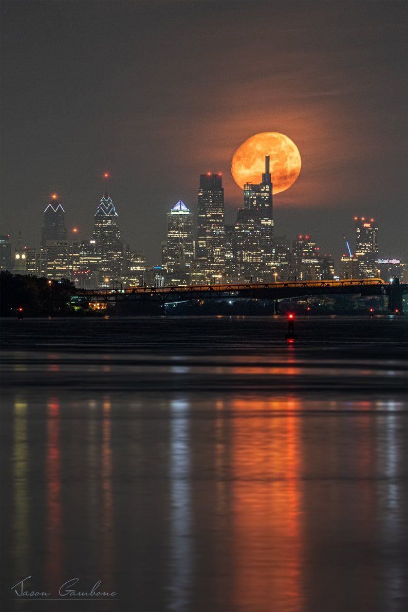 Summer Moon Sets Over Philadelphia * Philadelphia Print Philadelphia ...