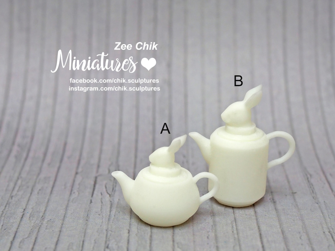 Miniature Bunny Rabbit Lid Teapot Scale 1:12 Doll House Decorations ...