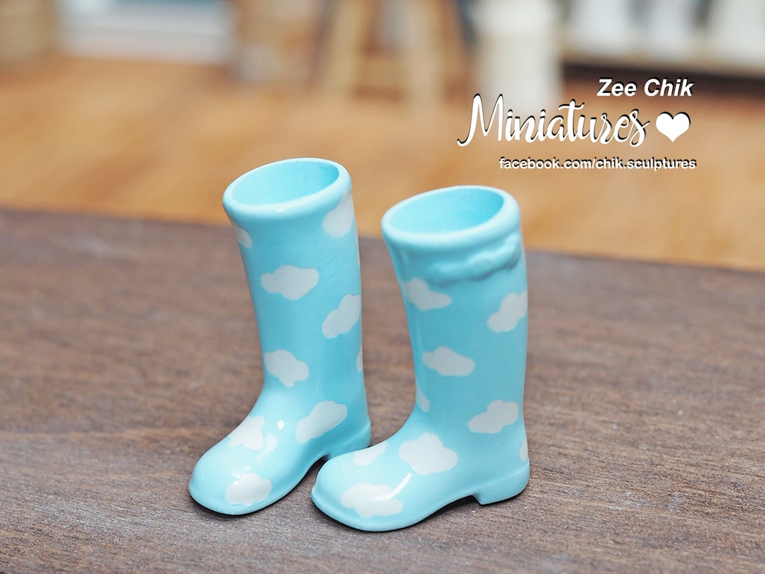 A Pair of Wellies / Tall Rain Boots ( Hunter Style ) Scale 1:12 - Etsy