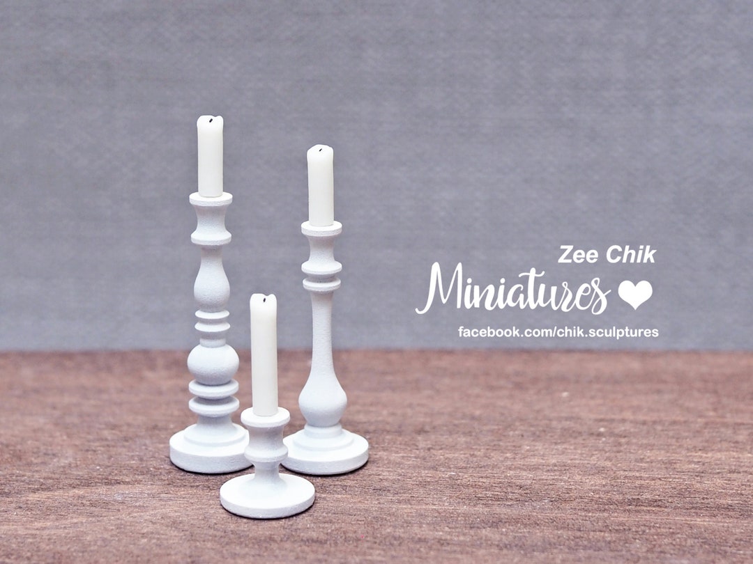 Miniature Candle Holder Set ( for Dinner Candles ) Scale 1:12 Doll ...