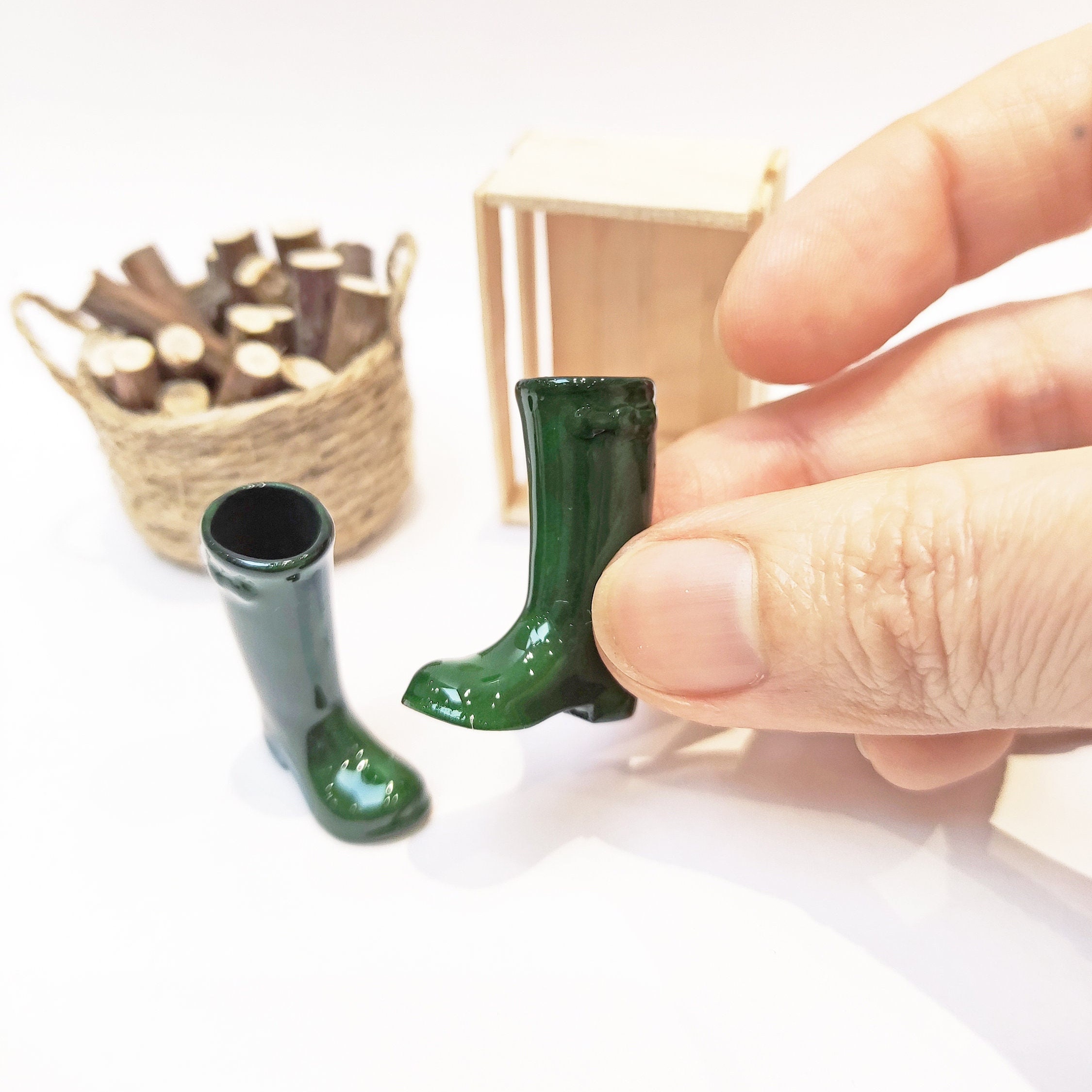 Miniature Hunter Style Wellies / Tall Rain Boots 1:12 Scale - Etsy