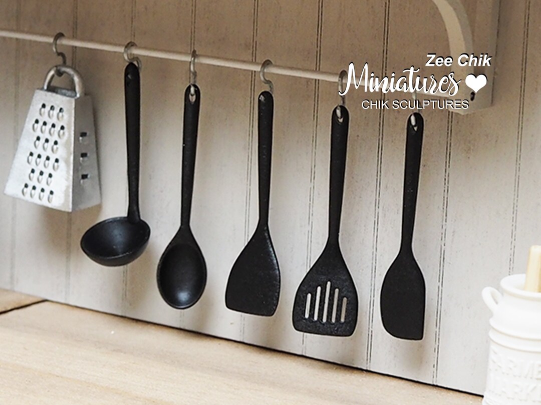 Miniature Utensils ( Black ) Scale 1:12 Doll House Decorations ...