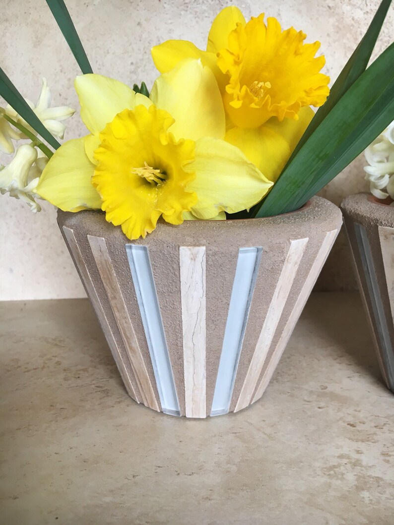 Mosaic Flower Pot Set, Small Rustic Indoor Planters, Succulent Pots ...