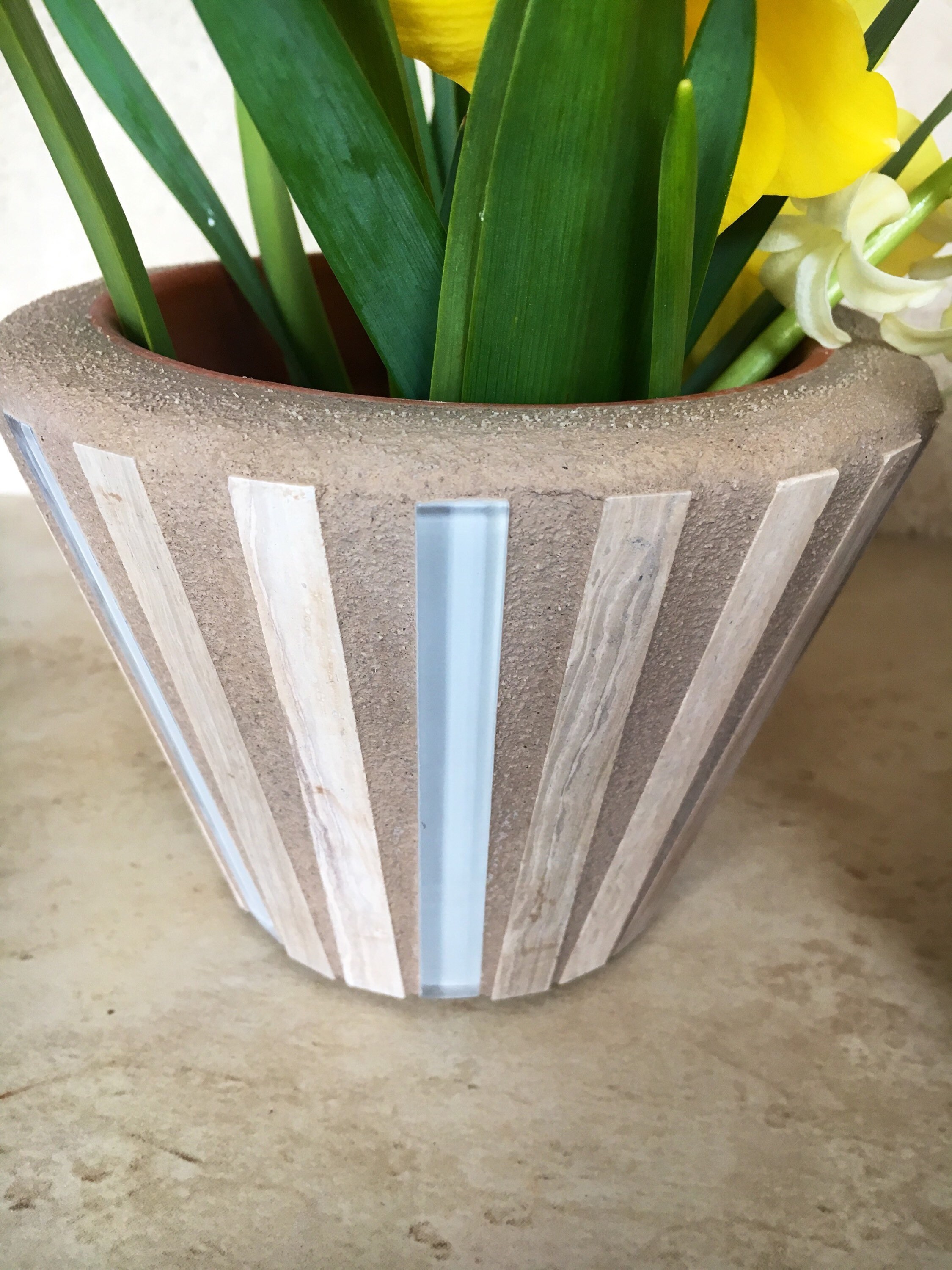 Mosaic Flower Pot Set, Small Rustic Indoor Planters, Succulent Pots ...