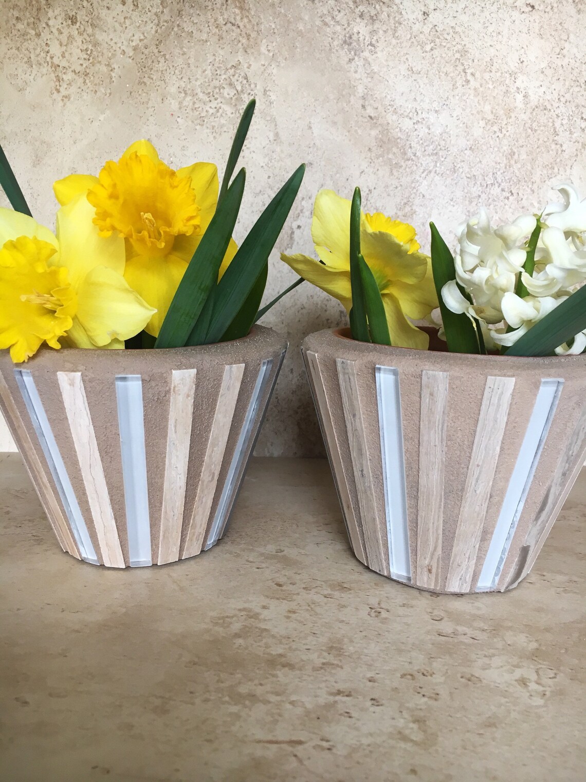 Mosaic Flower Pot Set, Small Rustic Indoor Planters, Succulent Pots ...