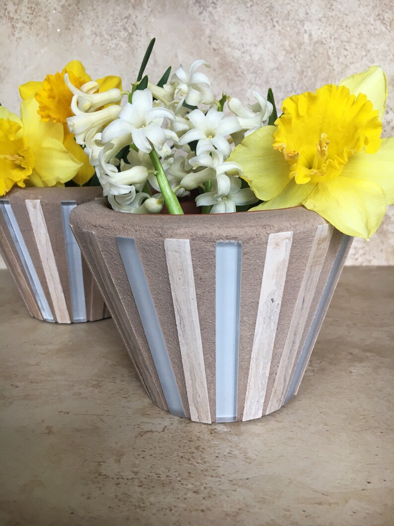Mosaic Flower Pot Set, Small Rustic Indoor Planters, Succulent Pots ...