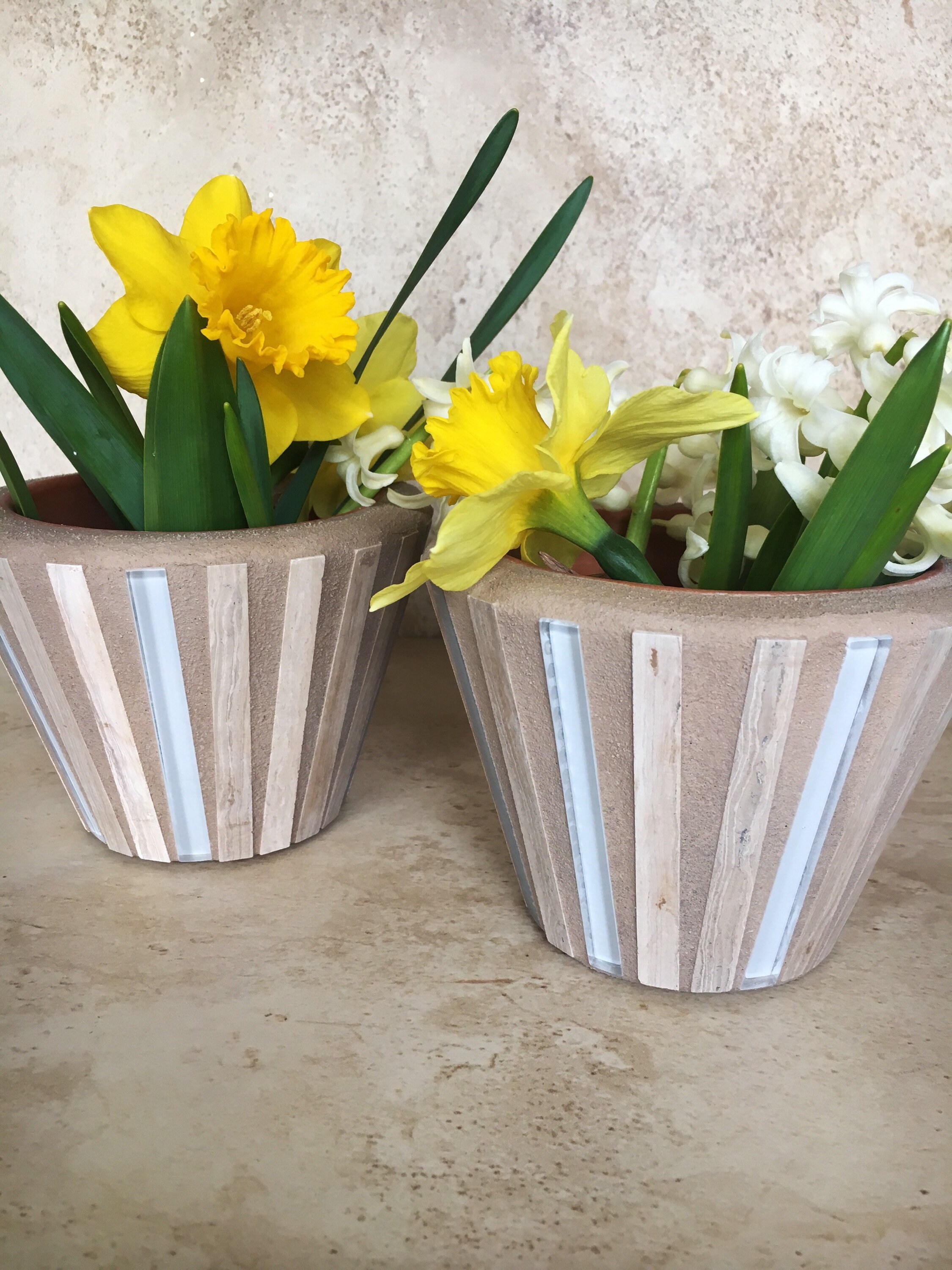 Mosaic Flower Pot Set, Small Rustic Indoor Planters, Succulent Pots ...