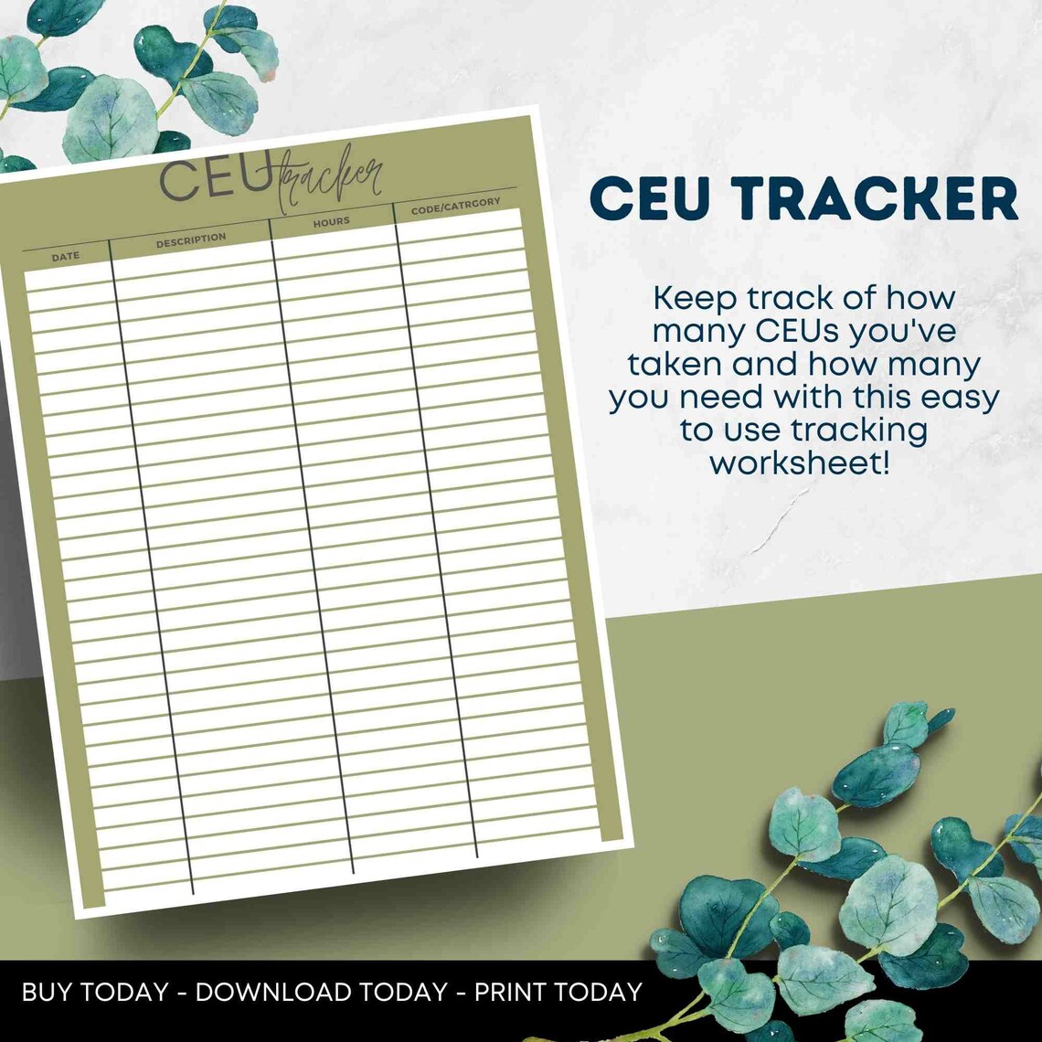 CEU Tracker / CEU List / Continued Education Tracker / CEU Log ...