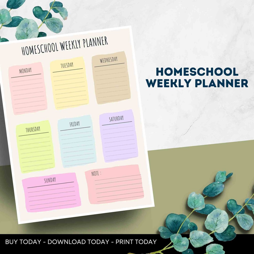 Homeschool Weekly Planner L Homeschool Lesson Planner L Study Planner L ...