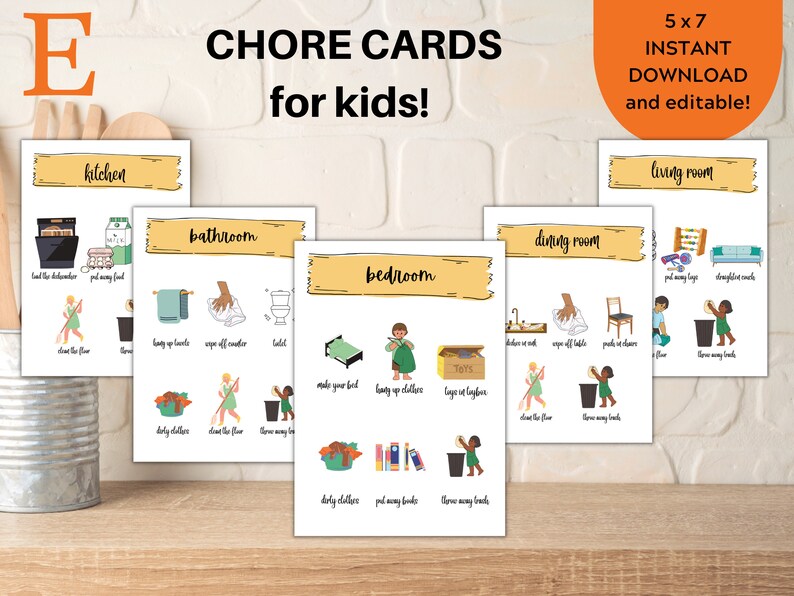 Chore Chart for Kids Fun Personalized Template With Pictures Digital ...