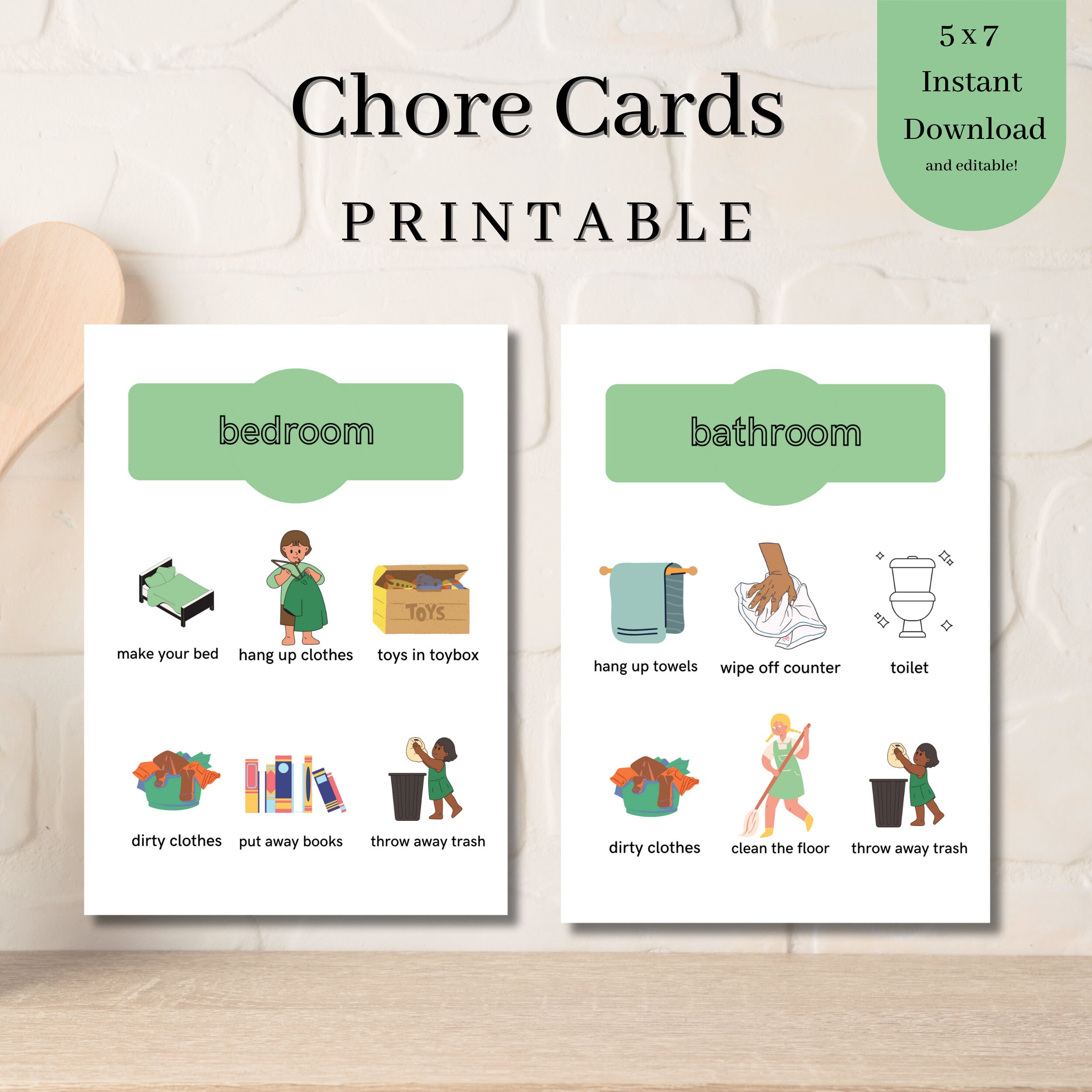 Editable Printable Chore Cards: Fun and Engaging Routine for Kids - Etsy