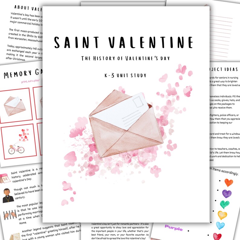 Valentine's Day Unit Study, Homeschool Printable (instant Download) - Etsy