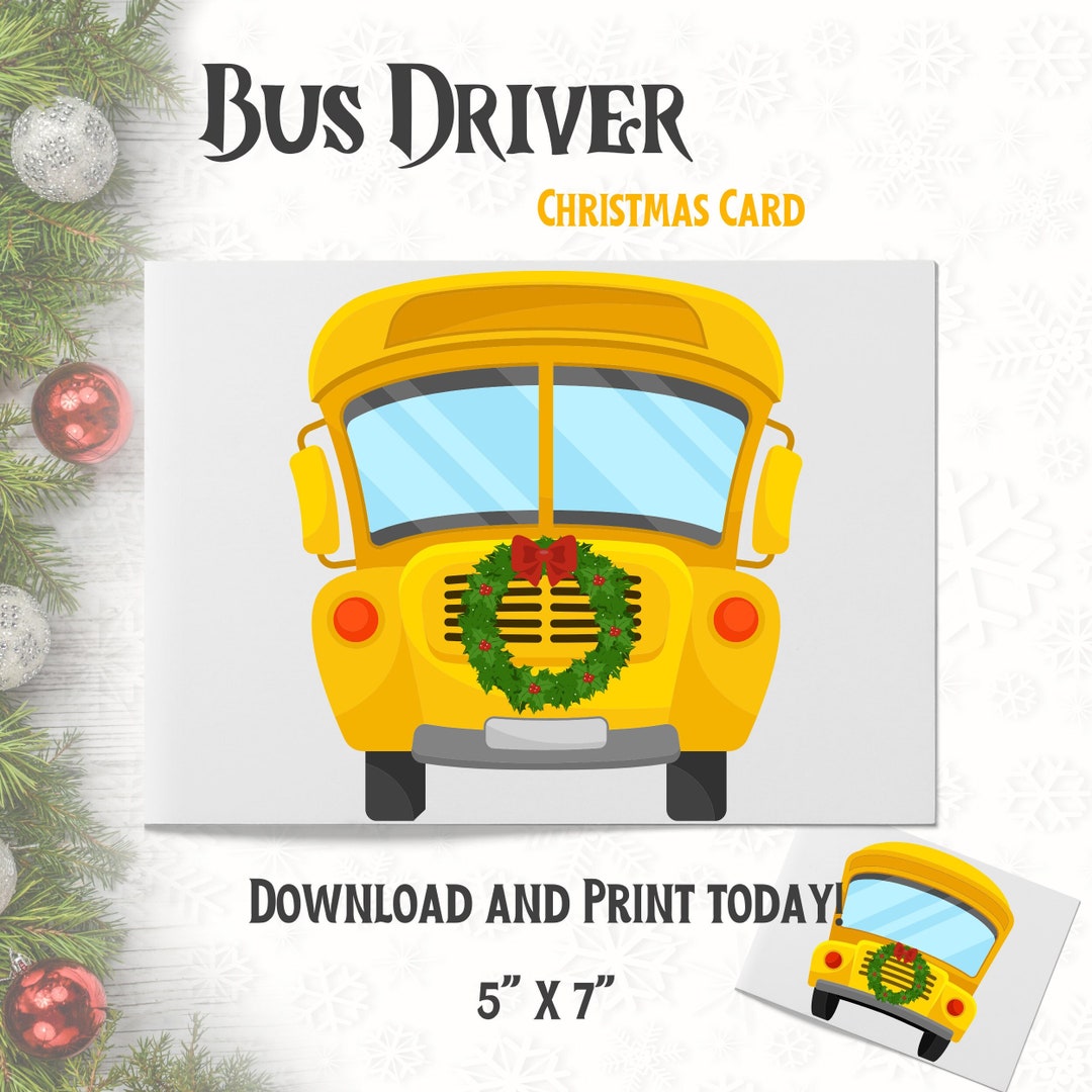 School Bus Driver Christmas Card, Gift Card Holder (PDF) - Etsy