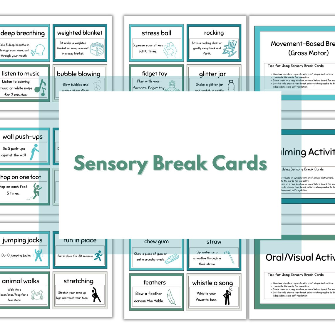 Sensory Break Cards, Calming Activities for ADHD, Autism - Etsy