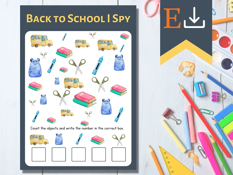 Back to School I Spy Printable Desk Activity Open House - Etsy