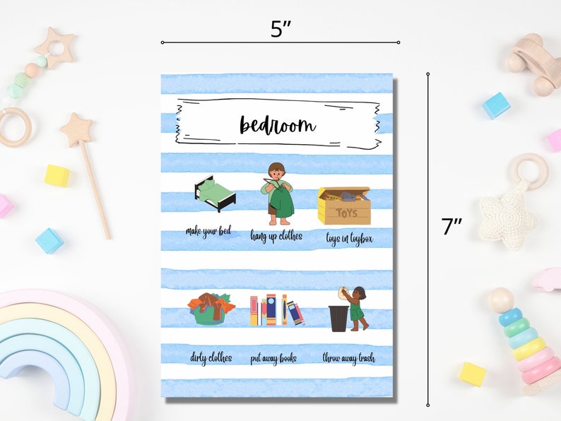 Chore Chart for Kids Printable and Editable Chore Cards Room by Room ...