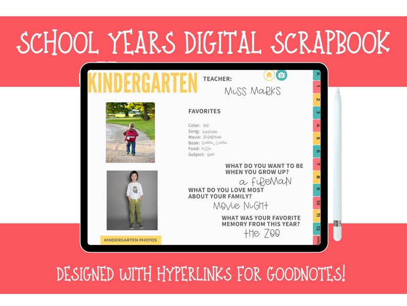 School Years Digital Scrapbook, Digital Planner, Goodnotes, Digital ...