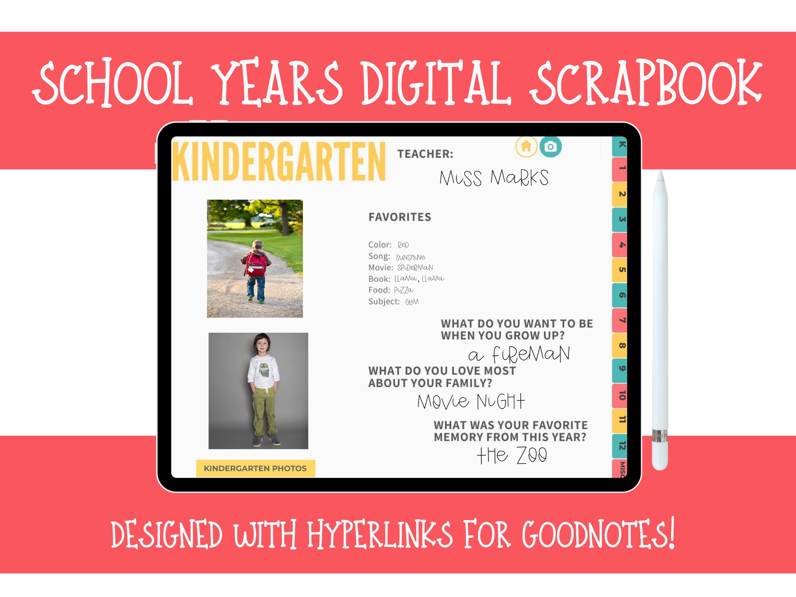 School Years Digital Scrapbook, Digital Planner, Goodnotes, Digital ...