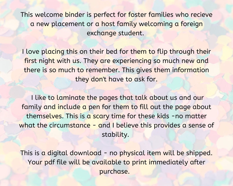 Welcome Home Binder Printable for Foster/exchange Students (digital ...