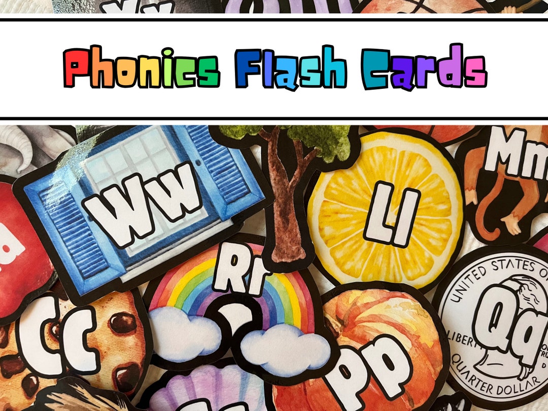 Watercolor Phonics Alphabet Flash Cards - Educational ABC Flashcards ...