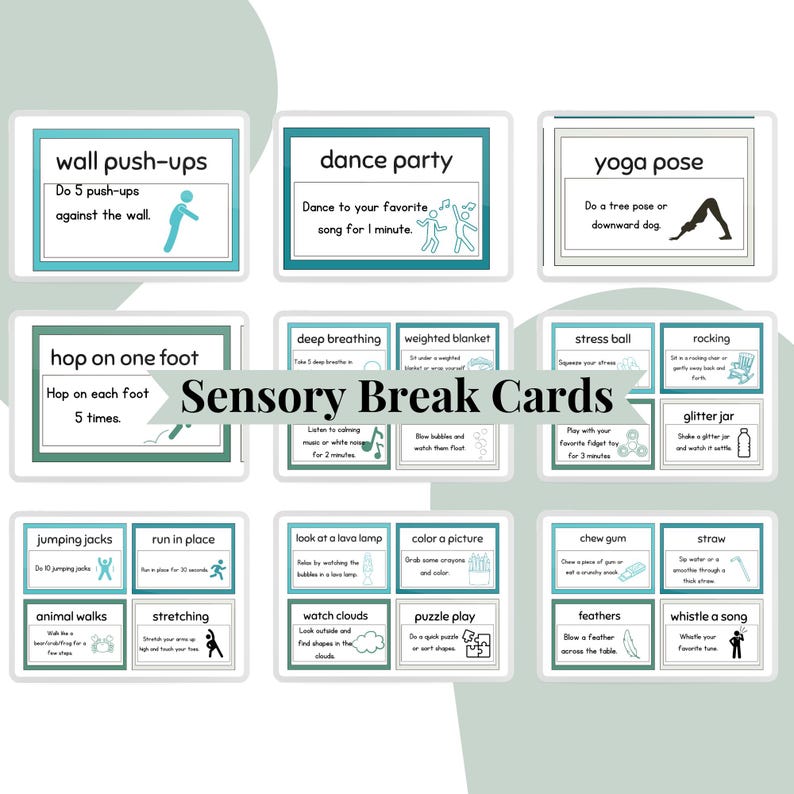 Sensory Break Cards, Calming Activities for ADHD, Autism - Etsy