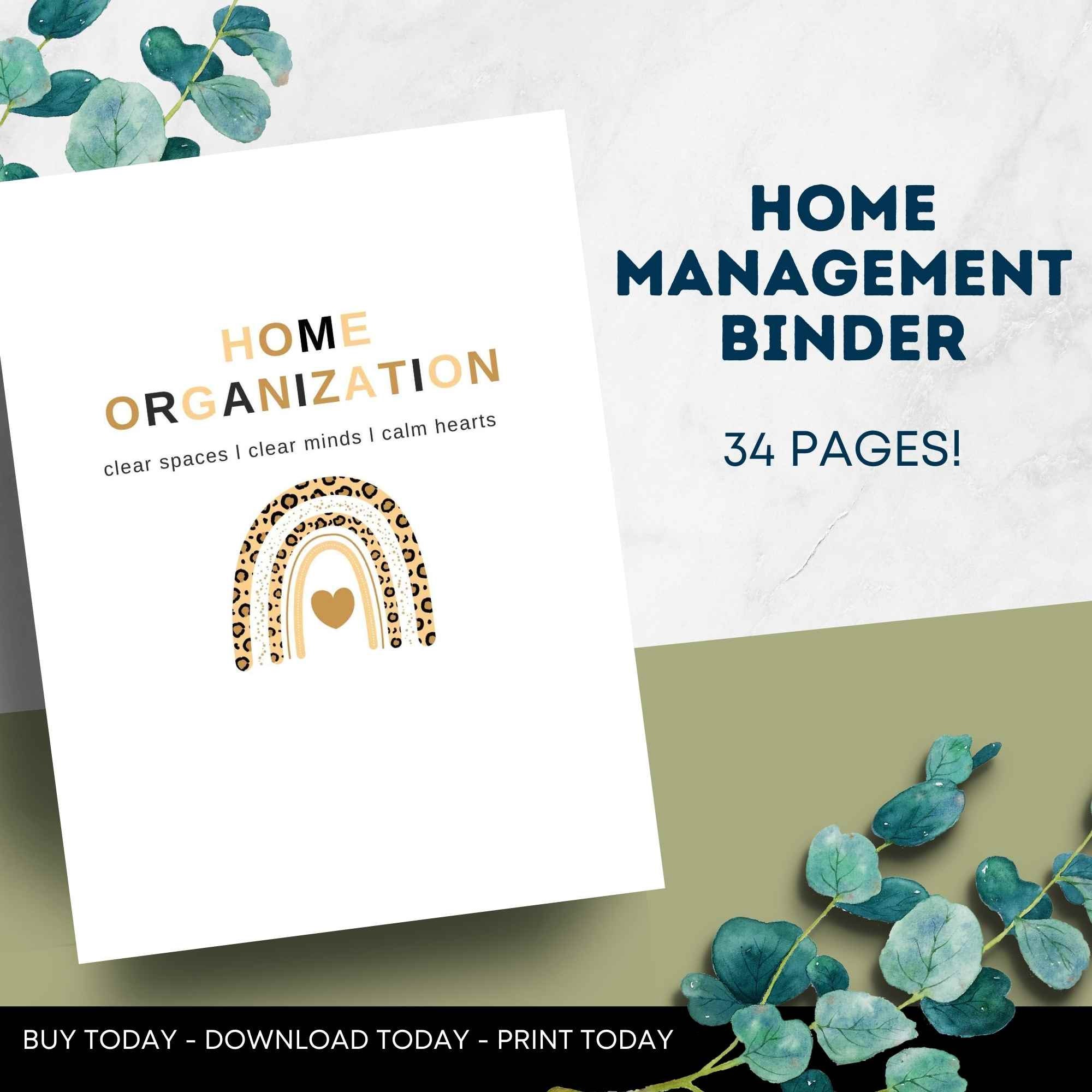 Home Organization Binder Printable | Household Management Planner ...