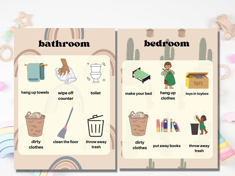 Kids Chore Chart Cards, Room by Room Cleaning (digital File) - Etsy