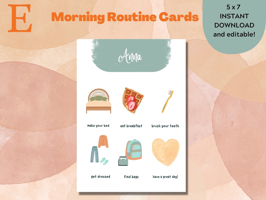 Morning Routine Card , Chore Kids Routine , Kids Getting Ready , Canva ...