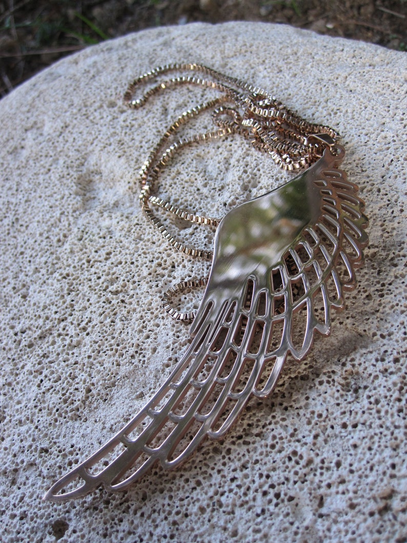 Long Wing Necklace/angel Wing Necklace/guardian Angel Wing/ Wing ...