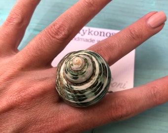 Natural Seashell Statement Ring Boho Style Summer Shell Ring - Etsy