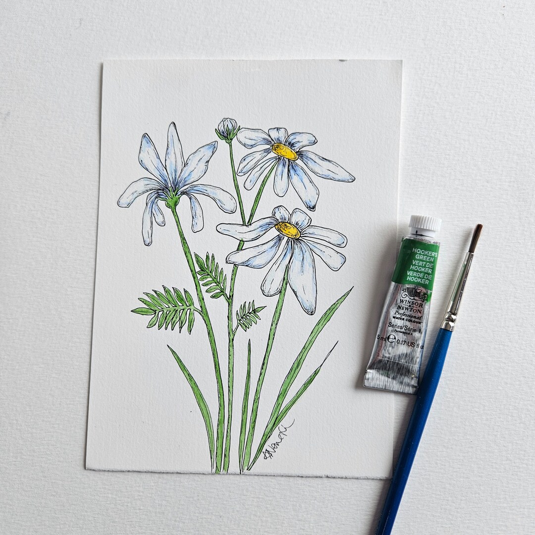 Daisies, Daisy Painting, Watercolor Daisies, Original Art, Unframed Art ...