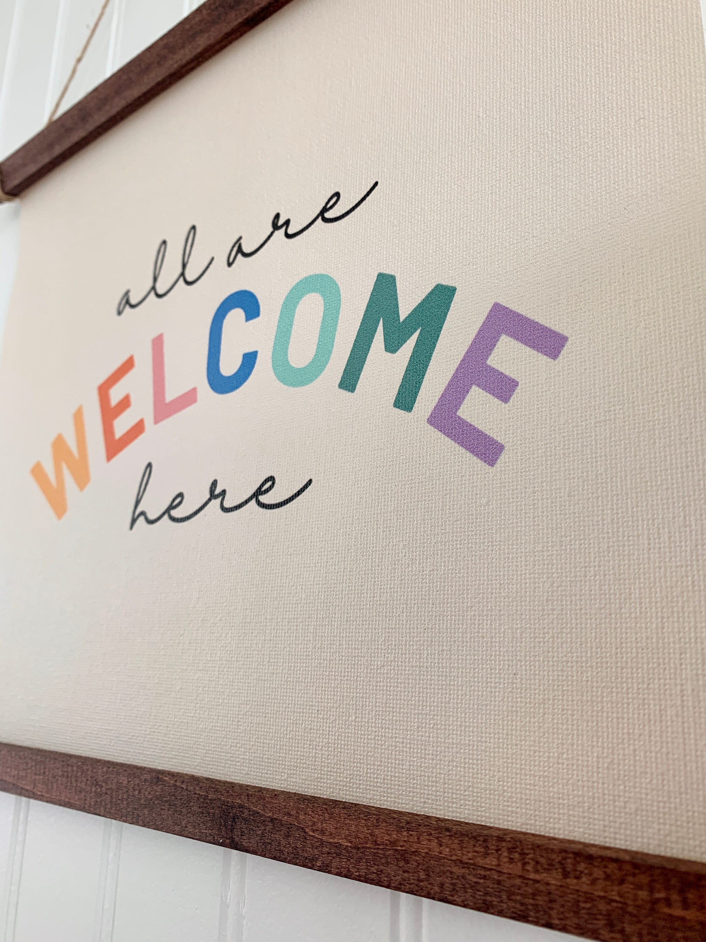 All Are Welcome Here Scroll Sign Boho | Etsy