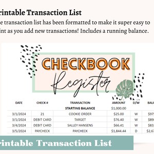 Checkbook Register Income & Expense Tracker Financial Planner Weekly ...