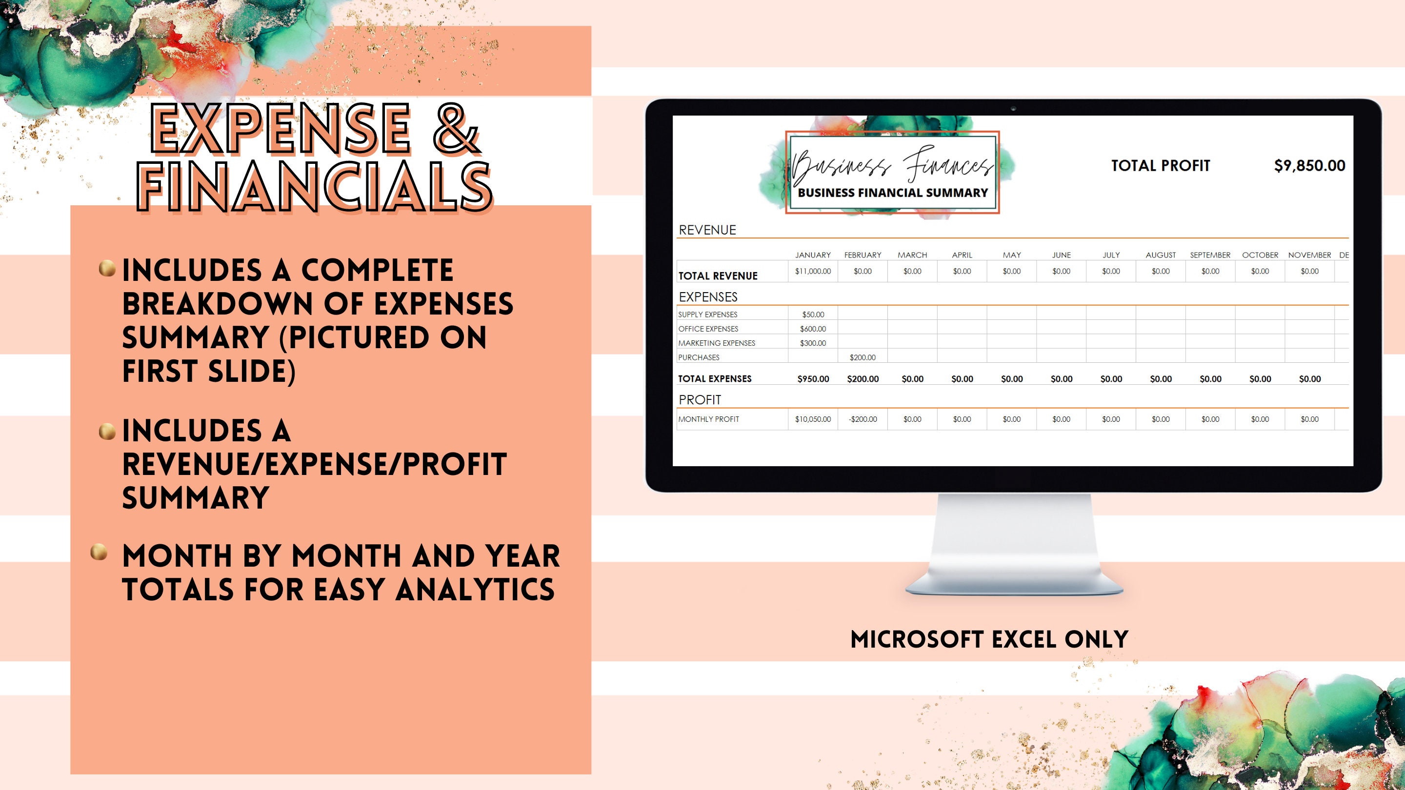 Expense Tracker Small Business Planner Etsy Excel Template - Etsy